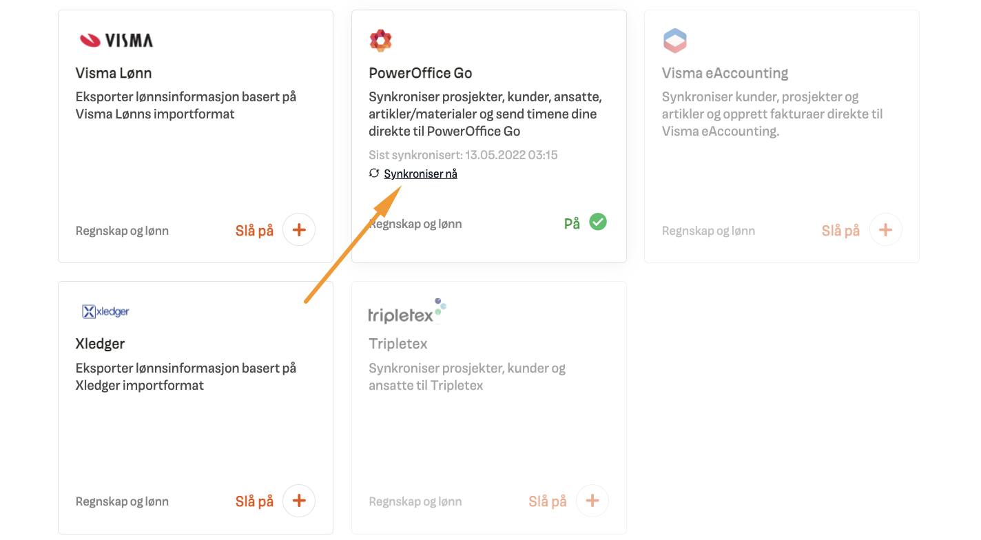 Integrasjon til Poweroffice Go - Oppsett